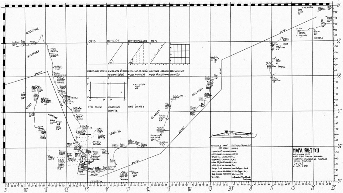 Historyczna mapa wojennego przejścia ORP „Orzeł” z Tallina do Rosyth ...